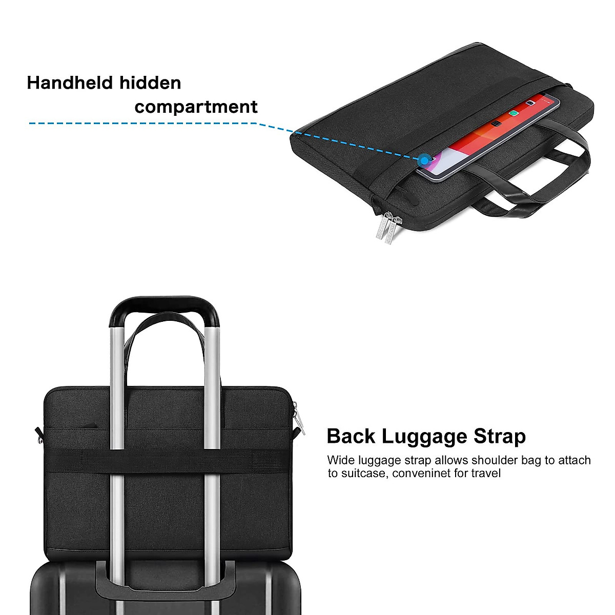 MOSISO Laptop Shoulder Bag Compatible with MacBook Pro 16 2023-2019 M2 A2780 M1 A2485 A2141,15-15.6 inch Notebook, Polyester Sleeve with Front Button Pocket&Fix Handle&PU Leather Bottom&Belt, Black