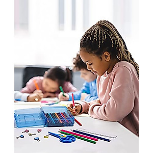 GAMENOTE Plastic Pencil Case Box with Lid Snap Closure, Large Capacity School Supplies Storage Organizer Box for Kids (1)