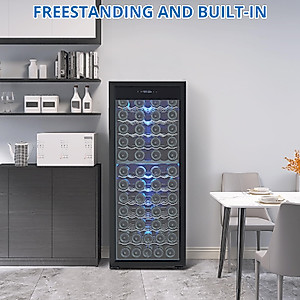 MilleLoom Dual Zone Wine Cellar - 80 Bottles Capacity, Freestanding Wine Cooler, Adjustable Shelves, Single Glass Door, Digital LED Touch Control, For Red, White, Champagne, Sparkling Wine