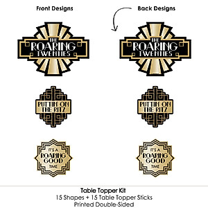Big Dot of Happiness Roaring 20's - 1920s Art Deco Jazz Party Centerpiece Sticks - Table Toppers - Set of 15