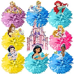 RAdsar 9 Pcs Princess Party Decorations Princess Honeycomb Centerpieces Table Decoration for Princess Theme Party Supplies