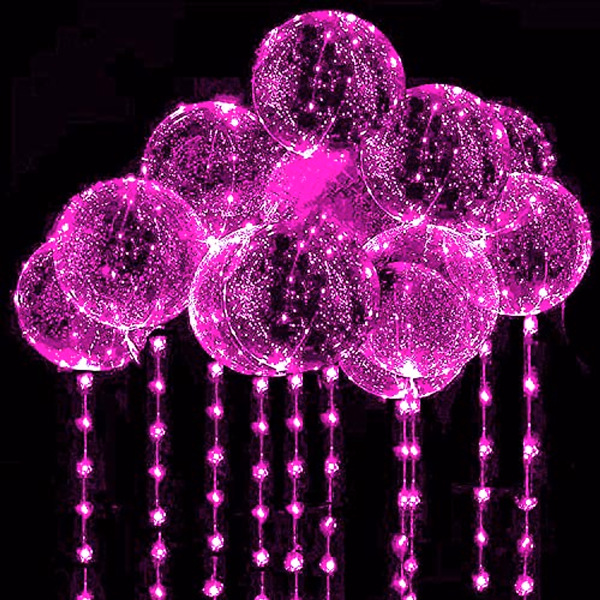10 PACKS LED Bobo Balloons,Transparent LED Light Up Balloons,Helium Style Glow Bubble Balloons with String Lights for Party Birthday Wedding Festival Decorations (Pink)