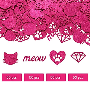 200 Pieces Cat Themed Confetti for Bachelorette Party - Last Meow Before The Vow Decorations, Cat Bridal Shower Confetti Table Scatter Decor, Meow Cat Party Supplies