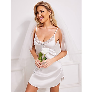 Avidlove Night Dresses for Women Sleep Satin Nightgowns Women's Lingerie, Sleep & Lounge White Medium