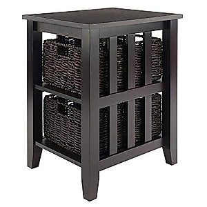 Winsome Morris 25.04" x 20.08" x 16.54" Wood Side Table With 2 Foldable Baskets, Espresso