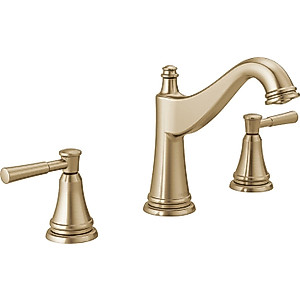 Delta Faucet Mylan Widespread Bathroom Faucet 3 Hole, Gold Bathroom Faucet, Bathroom Sink Faucet, Drain Assembly, Champagne Bronze 35777LF-CZ
