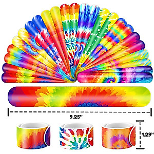 48PCS Tie Dye Party Favors 24PCS Tattoos 24PCS Slap Bracelets Wristbands Themed Birthdays Party Supplies Decorations Decor Tie Dye Baby Shower Pattern Girls Boys Gifts Classroom Prize Reward