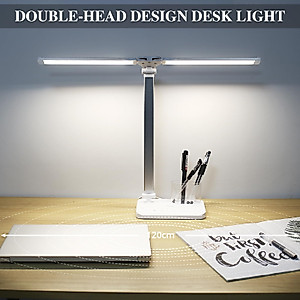 iVict Dual Swing Arm LED Desk Lamps, 5 Light Modes x 10 Brightness Levels Desk Light with USB Charging Port, 45 Minutes Auto Timer Table Lamp, Desk Lamp for Home Office, Bedroom, Reading/Study