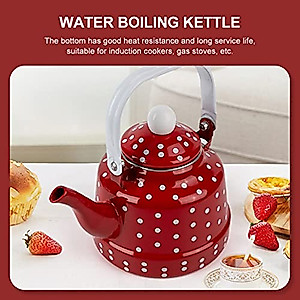 DOITOOL Tea Kettle Tea Kettle Tea Kettle Red and White Kettle Enamel Tea Kettle Creative Stove Teapot for Home (1. 1L) Enamel Pot Insulated Water Bottle Glass Water Bottles