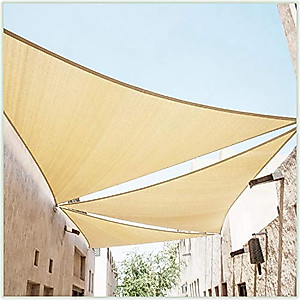 ColourTree 32' x 32' x 32' Beige Triangle CTAPT32 Sun Shade Sail Canopy Mesh Fabric UV Block & Commercial Heavy Duty 190 GSM & 3 Years Warranty (We Make Custom Size)