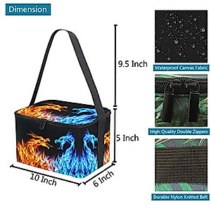 ALAZA Fire Dragon Insulated Lunch Bag Box Cooler Bag Reusable Tote Bag Outdoor Travel Picnic Bag With Shoulder Strap for Women Men Adults Kids