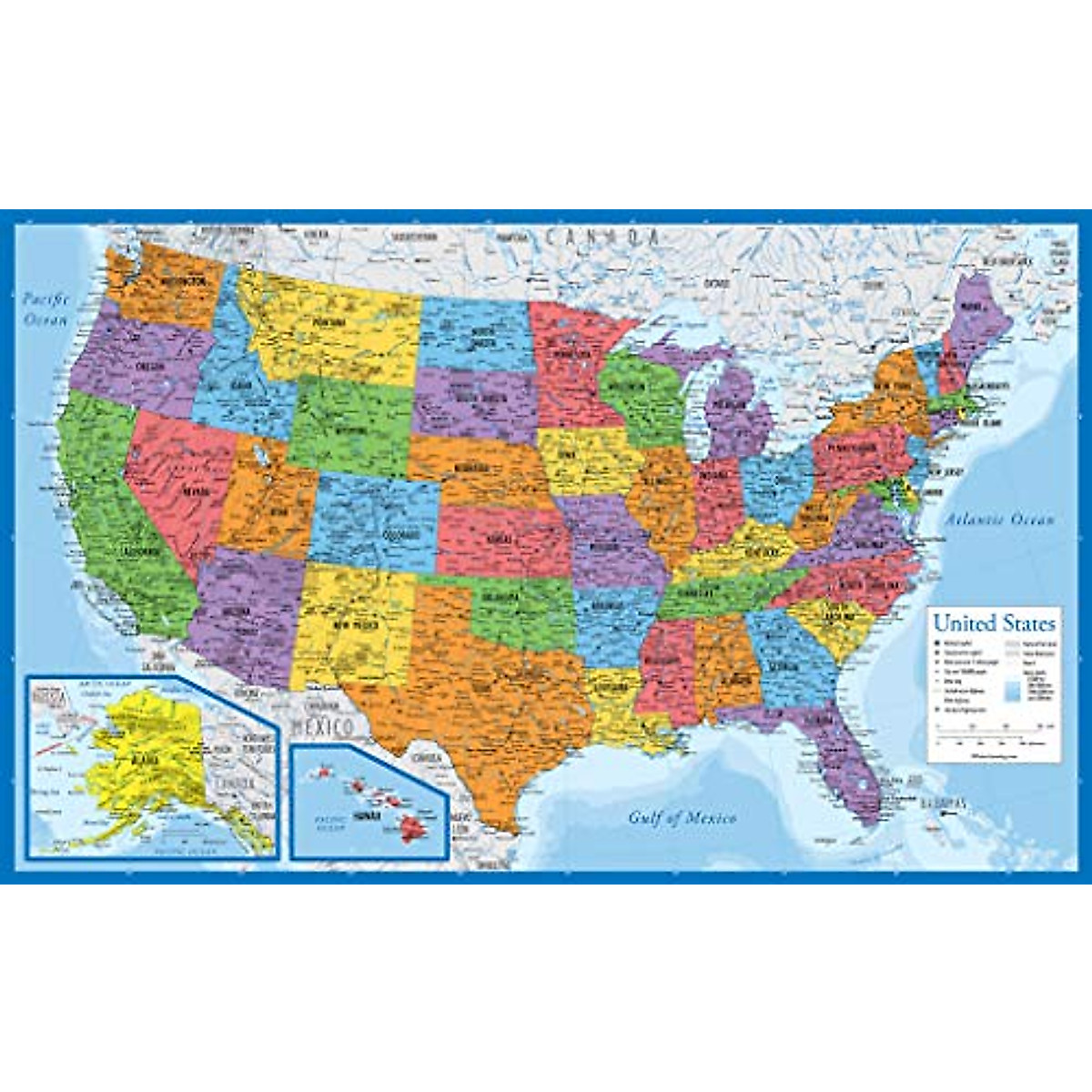 3 Pack - World Map & USA Map for Kids + Blue Ocean World Map - 3 Poster ...