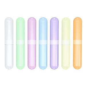 MANSHU 7 Pack Travel Toothbrush Case, Plastic Portable Toothbrush Holder for Traveling, Camping, Business, Home, School.