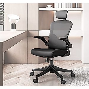 NOXXON Ergonomic Office Chair,Office Chair,High Back Tilt Ergonomic Home Office Desk Chair Black Adjustable Height Computer Chair with Flip Up Arms & Headrest & Lumbar Support & Rolling Wheels