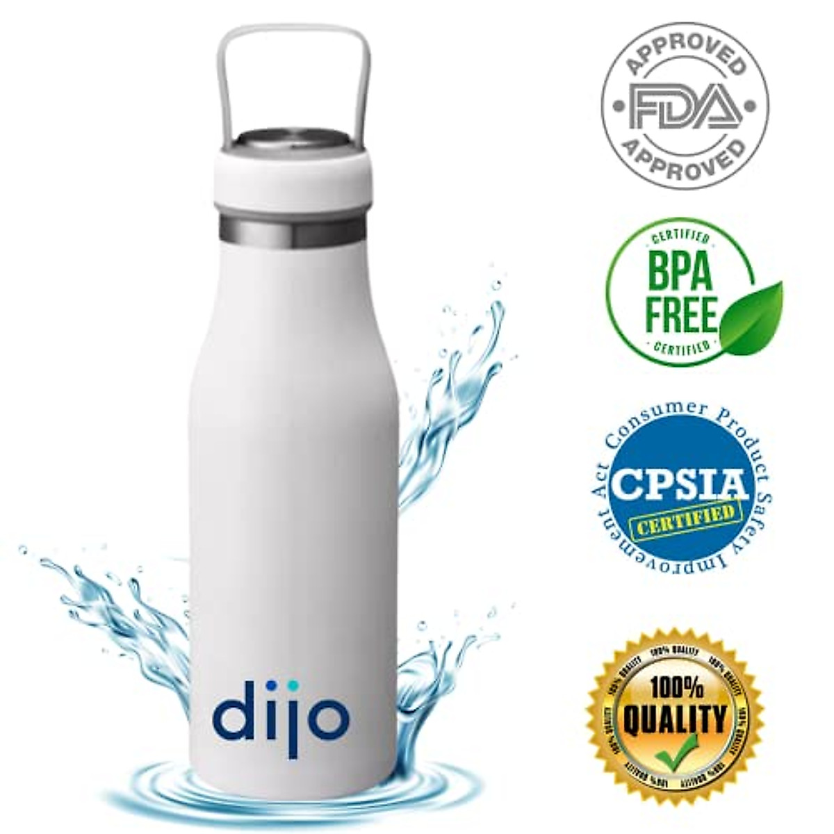 DIJO Insulated Water Bottle (White)