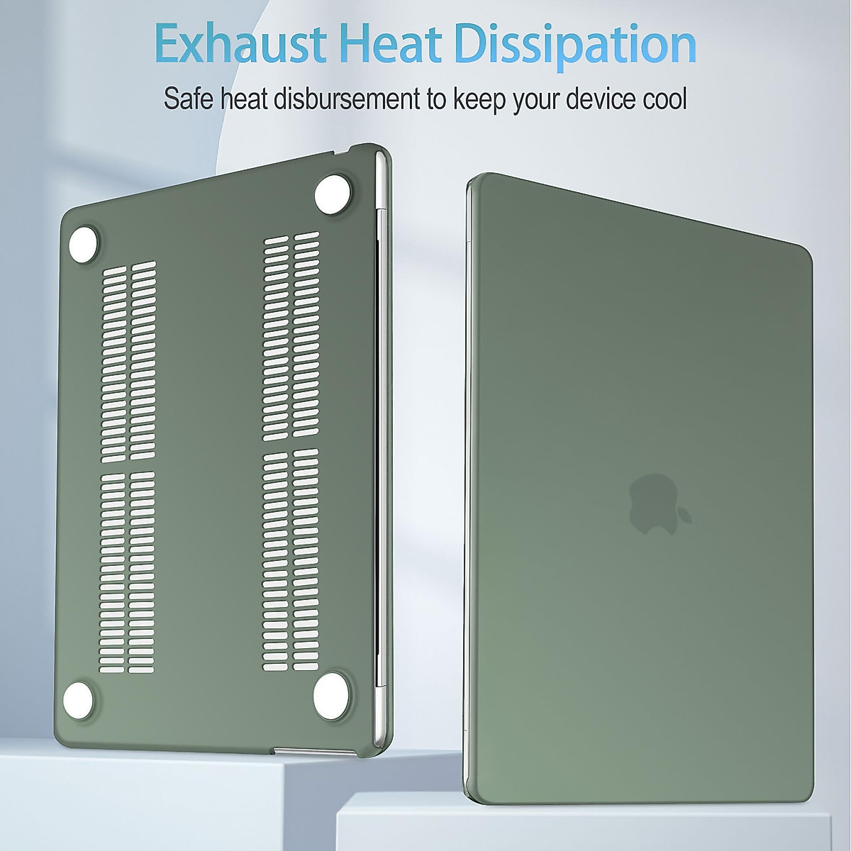 Mektron Case for MacBook Air 15 INCH 2024 M3 A3114 /2023 M2 A2941 Case with 15.3" Liquid Retina Display & Touch ID Cover, Plastic Hard Shell with Screen Protector, Matte Midnight Green