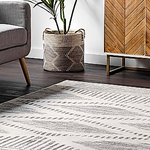 nuLOOM Briggs Tribal Striped Area Rug, 9x12, Light Grey