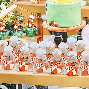 Elecrainbow 40 Pack Fox Keyring Pack Party Favor for Woodland Party, Camp Baby Shower, Stay Clever Themed Kids Birthday, Wild ONE First Birthday, Gender Reveal