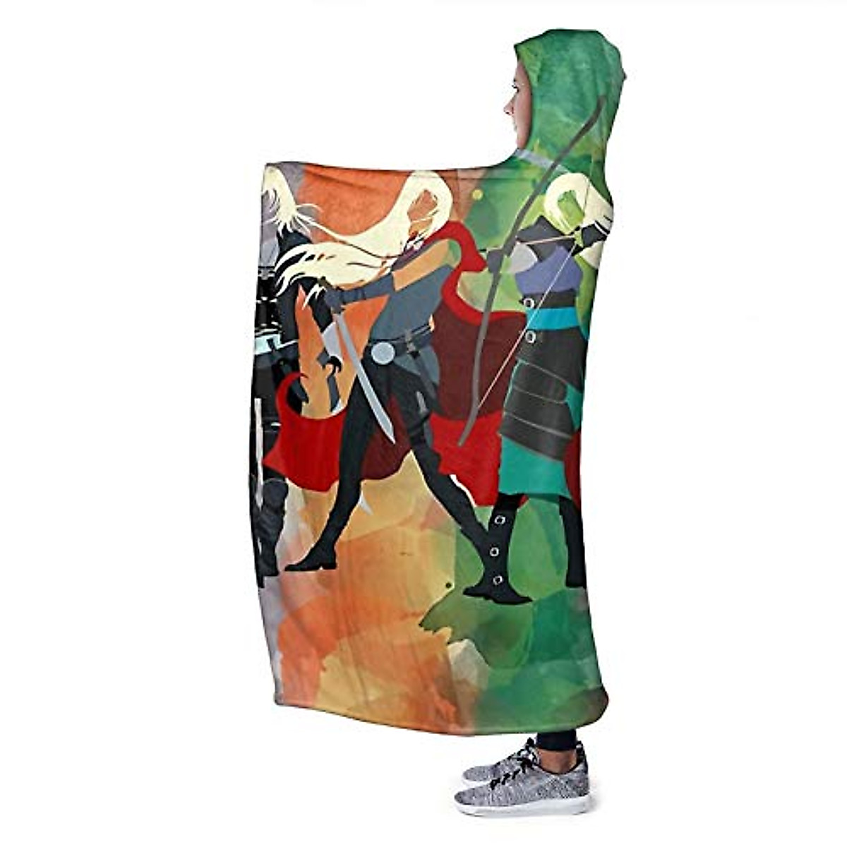 Hooded Blanket Throne of Glass Series Watercolor Comfortable Throw Blankets Suitable for Sofa Blankets for Adults and Children, Bed Blankets 80" X60