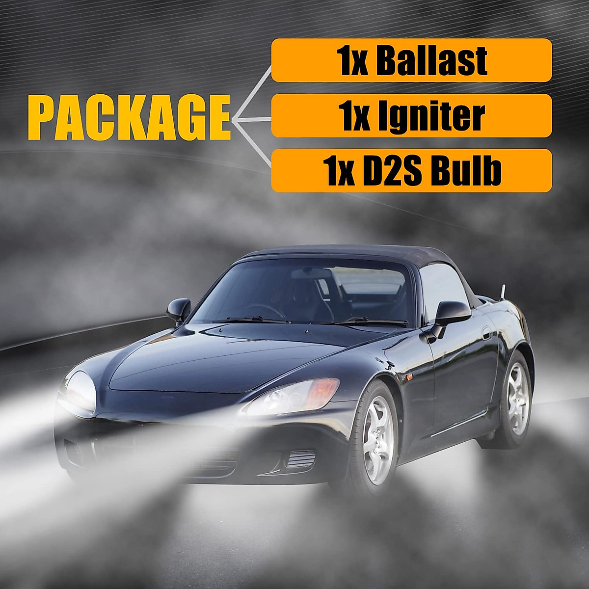 RANSOTO Xenon HID Headlight Ballast Unit Assembly with Igniter and D2S Bulb Compatible with 2002-2005 Acura TL TSX and TL Type-S, 2004-2009 Honda S2000, Mazda 3 Replaces X6T02971, W3T10471, W3T14371