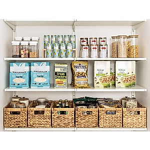 StorageWorks Water Hyacinth Storage Baskets, Rectangular Wicker Baskets with Built-in Handles, Medium, 2-Pack