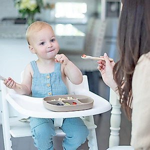 Little Keegs Baby Feeding Set - Baby Must Haves Gift Set - Baby Led Weaning Supplies - Toddler Silicone Dishes - Suction Baby Bowl, Bib, Snack Cup, Utensils, Baby Plate Set of 8 (Pink)
