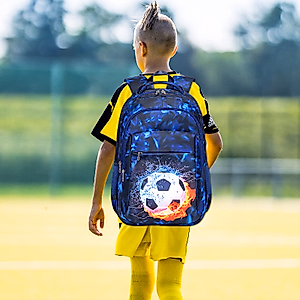 LEDAOU School Backpack Teen Boys Girls Bookbag Daypack School Bag (Football Black)