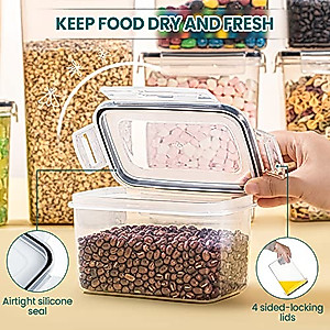 [24 Pack] Airtight Food Storage Containers with Lids for Kitchen & Pantry Organization, BPA Free Plastic Dry Food Canisters Set for Snacks, Cereal, Flour, Sugar - Free Labels Marker & Spoon Set