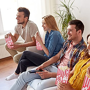 Teling 300 Pcs Paper Popcorn Bags 1 oz Popcorn Bags Individual Servings Retro Red/White Stripe Popcorn Movie Bags Disposable Concession Popcorn Bags Bulk for Popcorn Machine Theater Carnival Party