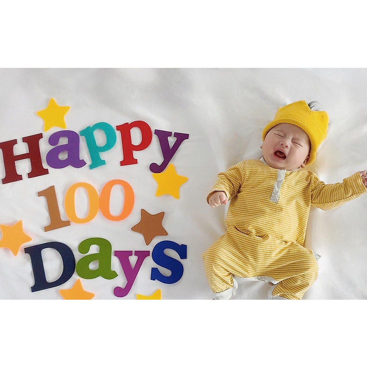 June Bloomy Baby First Birthday Party Knitted Hat 1st Crown Headband Beanie Warm Cap (Yellow)