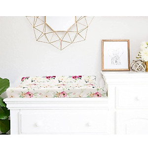 Girl Crib Sheet and Changing Pad Cover, Floral Nursery Bedding, Flower Sheets for Baby Toddler Mattress