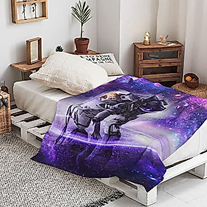 Astronaut Fleece Throw Blanket Sets 50x40, Galaxy Astronaut in Outer Space Cozy Plush Warm Lightweight Travel Blankets for Bedroom Living Rooms Sofa Beds Office