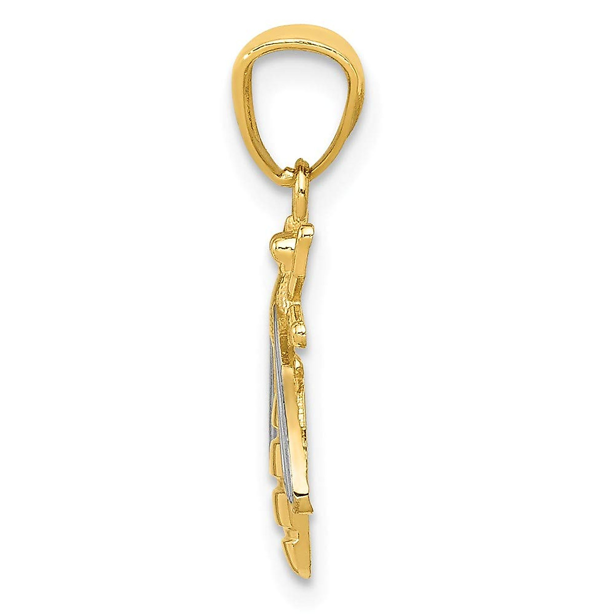 Solid 14k Yellow Gold Two Toned Bee Pendant Charm - 20mm x 15mm