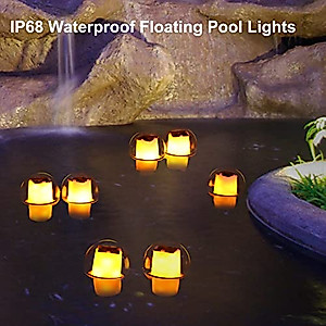 Floating Solar Pool Lights, LED Glow Pool Ball Lights IP68 Waterproof Bathtub Night Lights, 3 Modes Light up Pool Balls Lights with Flickering Flame, Flameless Tea Lights for Spa,Bath,Lawn,Party-4pcs