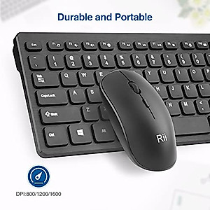 Wireless Keyboard and Mouse Combo - Rii Standard Office for Windows/Android TV Box/Raspberry Pi/PC/Laptop/PS3/4 (1PACK)