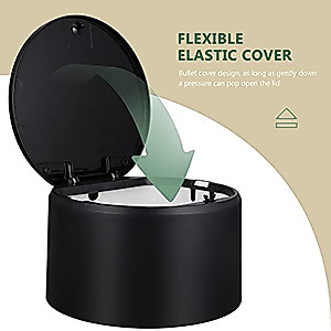 STOBAZA 1pc Countertop Black Kitchen Office Storage Garbage Rubbish with Litter Lid Plastic Wastebasket Organizer Coffee Can Desktop Tiny Type Container Small Stylish Mini Room Trash