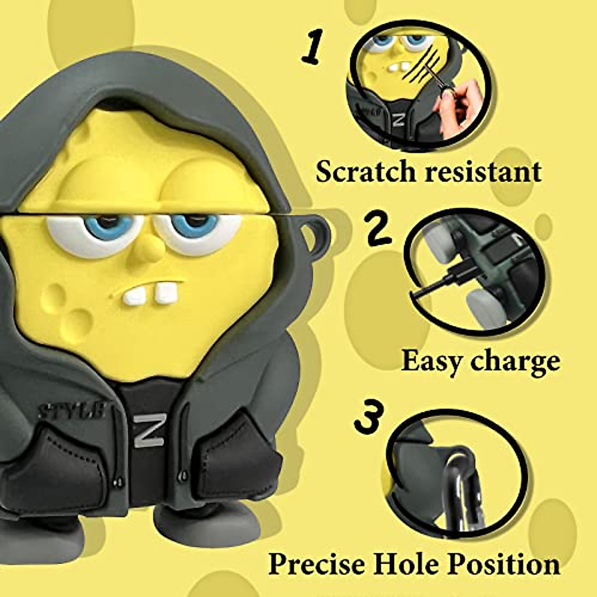 3 Pack Cute Cartoon Character AirPods Case for AirPod 2/1,3D Kawaii AirPod Case 2nd Generation,Funny Fun Cartoon Cool Soft Silicone Protective Cover for Apple Airpods Case with Keychain for Women Men