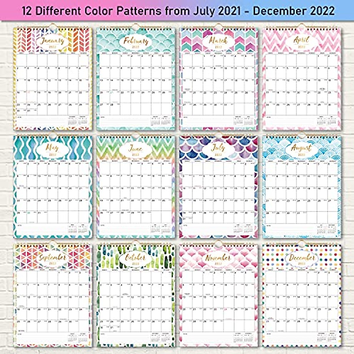 Calendar 2021-2022 - 18 Monthly Wall Calendar, 11'' x 8.5'', Jul. 2021 - Dec. 2022, Twin-Wire Binding, Ruled Blocks with Julian Dates, Vertical, Perfect for Planning and Organizing Home and Office