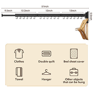 ZdwCyl Wall Mounted Clothes Hanger,Clothes Drying Rack,Laundry Drying Rack,Drying Rack Clothing,Laundry Hanger Rack,Retractable Dryer Racks,Collapsible, Aluminum,can be Fold Upward & Left & Right
