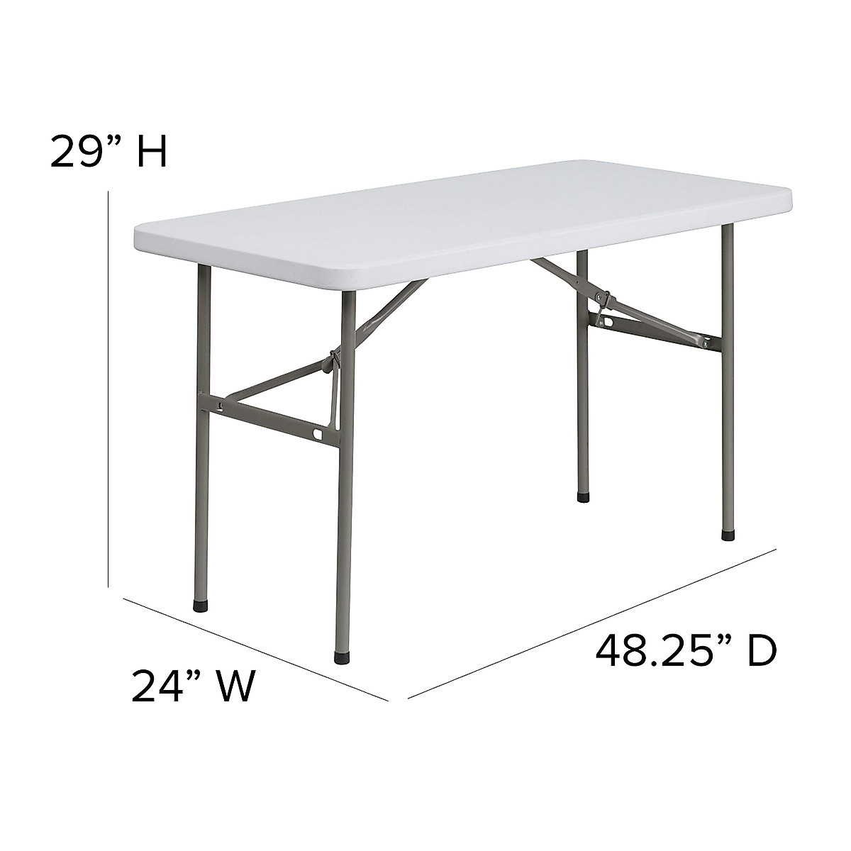 Flash Furniture Elon 4' Rectangular All-Occasion Plastic Folding Event Table, Foldable Portable Banquet Table for Indoor/Outdoor Events, White