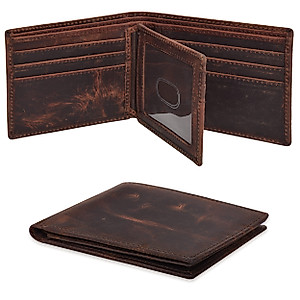 Mens Slim Wallet | Minimalist Brown Leather Fabric | Rfid Blocking | Bifold Credit Card Holder | Gifts For Men