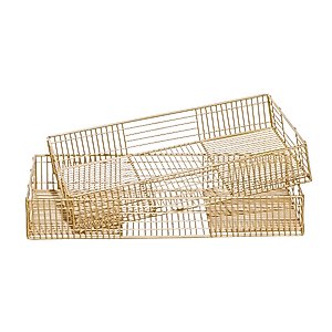CosmoLiving by Cosmopolitan Metal Wire Tray, Set of 2 17", 19"W, Gold