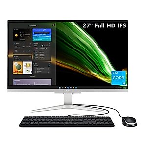 Acer Aspire C27-1655-URi3 AIO Desktop | 27" Full HD IPS Display | 11th Gen Intel Core i3-1115G4 | Intel UHD Graphics | 8GB DDR4 | 512GB NVMe M.2 SSD | Intel Wireless Wi-Fi 6 | Windows 11 Home,Black