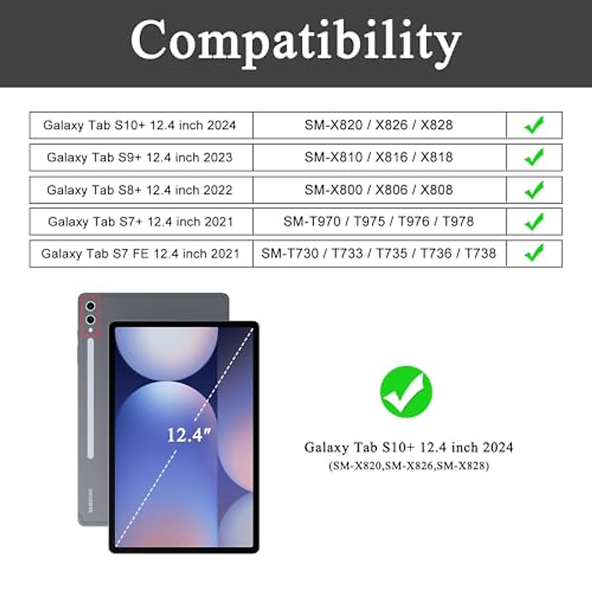 Soke Case for Samsung Galaxy Tab S10 Plus/Tab S9 Plus/S8+/S7 FE/S7+ 12.4-inch with S Pen Holder, Shockproof Stand Folio Cover for Galaxy Tablet S10 2024 12.4", Dark Blue