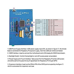 Fafeicy 5-Inch Screen, Pi Display Touch Screen 5-Inch Screen HDMI LCD Tablet Accessory 4-Wire Resistive Touch Display for Raspberry Pi 3B+/4B, 0.34A/DC5V
