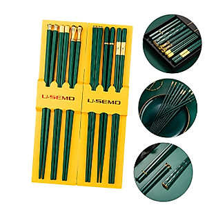 Holibanna 6 Pairs Japanese Alloy Chopsticks Reusable Chopsticks Cherry Chopsticks for Eating Korean Chopsticks Japanese Chinese Chopsticks Glass Stand Chopsticks Gift Household