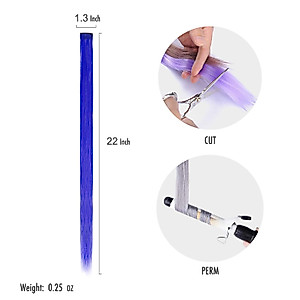 12PCS Colored Red Hair Extensions Straight Multicolor Clip in Colorful 20 Inch Rainbow Hair Extensions for Kids Women's Gifts Halloween Christmas Party Highlights (12pcs Red)