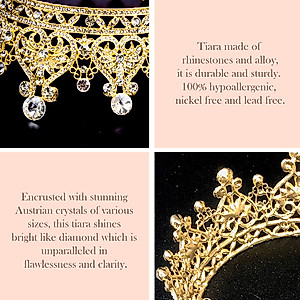 COCIDE Gold Crown and Tiara for Women Crystal Queen Crowns for Girls Rhinestones Princess Headband Luxury Full Round Hair Accessories Jewelry for Wedding Prom Bridal Party Halloween Costume (GOLD)