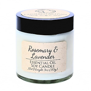 Rosemary & Lavender | Hand Crafted Plant Derived Candles | 23 Hour Burn | Pure Soy Candle with Wooden Wick | Natural Essential Oil Scented Aromatherapy | Aroma for Home & Office (Rosemary & Lavender)