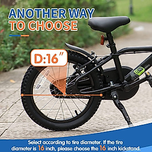 LEICHTEN Kickstand for Kids Bike Center Mount for 16/18/20 Inch Adjustable Children's Bicycles Aluminium Alloy Bike Kick Stand Support Storage (for 16 inch, Black Dot)